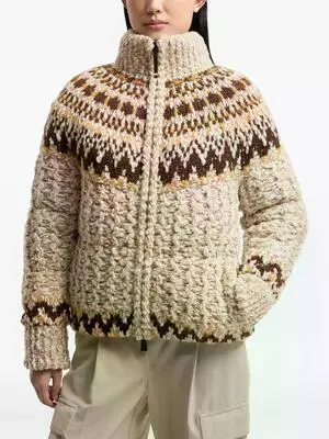 Moncler Patterned Zip Cardigan - Neutrals
