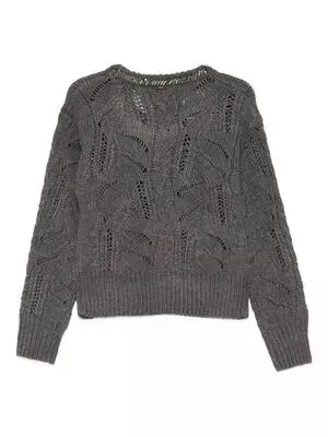 Liu Jo Openwork Embellished Sweater - Grey