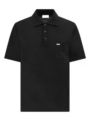 FERRAGAMO V-neck Polo With Jacquard Pocket Detail - Black