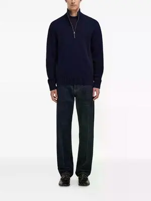 FERRAGAMO Ribbed High Neck Pullover - Blue