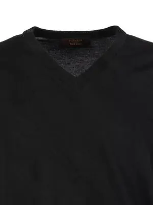 ZANONE V-neck Fine Knit Sweater - Black