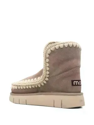 Mou 18 Double Face Sheepskin Ankle Boots With Platform Sole - Neutrals