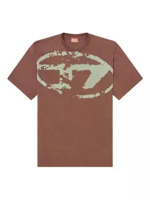 DIESEL® T-shirt With Distressed Flocked Logo - Brown