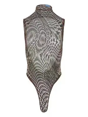 MUGLER Patterned High-neck Bodysuit