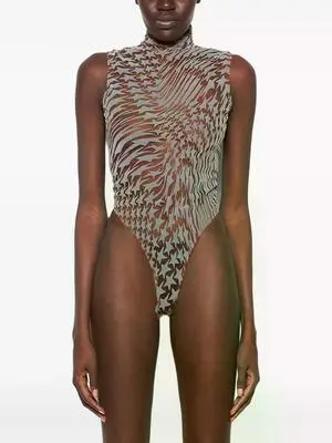 MUGLER Patterned High-neck Bodysuit