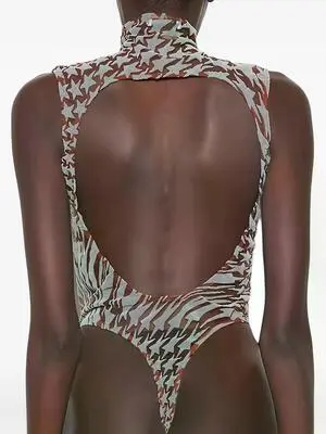 MUGLER Patterned High-neck Bodysuit