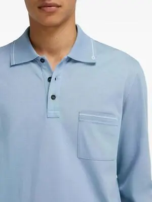 FERRAGAMO Long Sleeved Polo Shirt - Blue