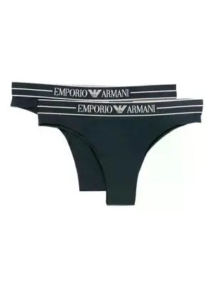 Emporio Armani Logo Waistband Thong - Blue