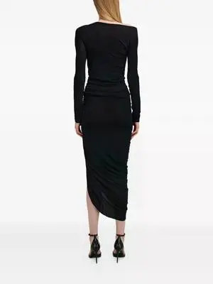 FERRAGAMO Boat Neck Ruched Jersey Crepe Dress