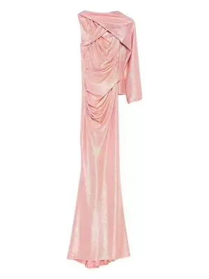 Talbot Runhof Draped One-shoulder Gown