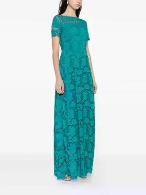Talbot Runhof Lace Short-sleeve Dress