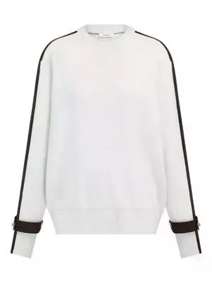 FERRAGAMO Buckle Trim Crew-neck Sweater - White
