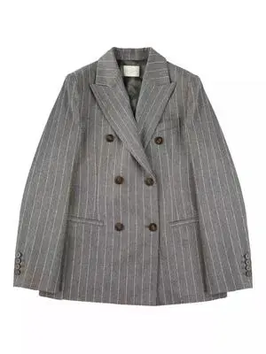 SLOWEAR Double-breasted Pinstripe Blazer