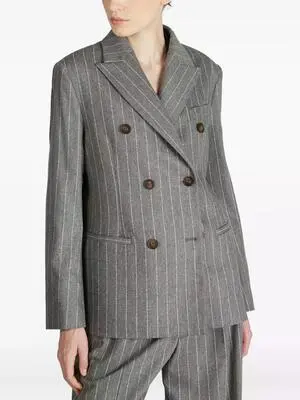 SLOWEAR Double-breasted Pinstripe Blazer