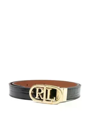 Ralph Lauren Leather Belt With Logo Buckle - Black