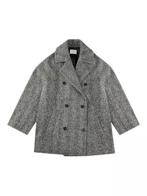 SLOWEAR Herringbone Double-breasted Pea Coat