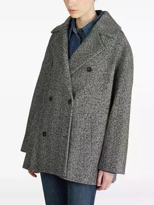 SLOWEAR Herringbone Double-breasted Pea Coat