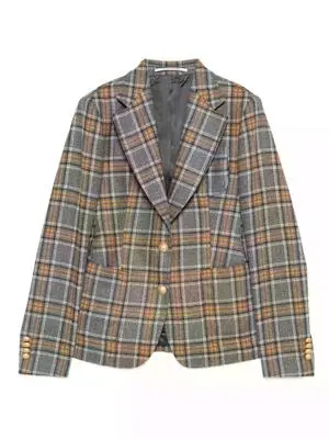 Notched Lapel Plaid Jacket