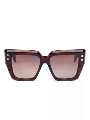 Balmain Studded Geometric-frame Sunglasses