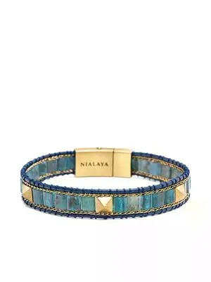 NIALAYA JEWELRY Stud Apatite Bracelet - Blue