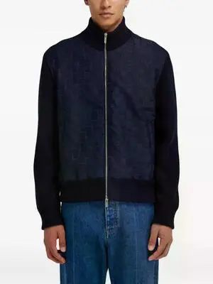 FERRAGAMO Monogram Jacquard Knitted Bomber Jacket