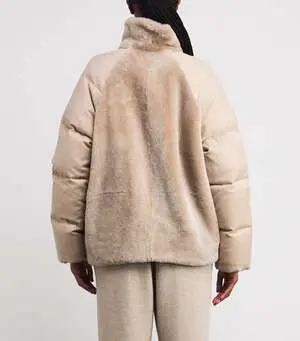 Eleventy Shearling High-neck Jacket