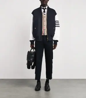 Thom Browne Oversized Wool-leather Bomber Jacket