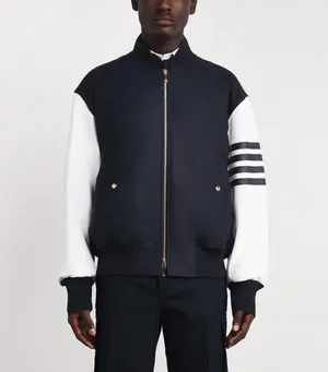 Thom Browne Oversized Wool-leather Bomber Jacket