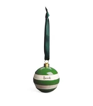Harrods Ceramic Cornish Stripe Bauble - Green