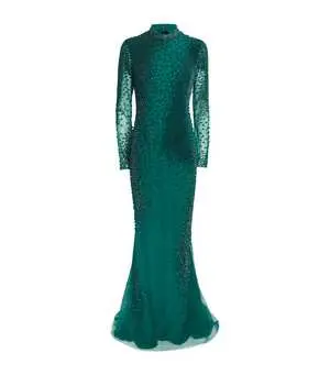 GEORGES HOBEIKA Silk-blend Beaded Gown
