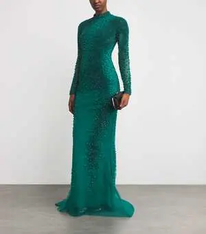 GEORGES HOBEIKA Silk-blend Beaded Gown