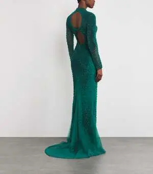 GEORGES HOBEIKA Silk-blend Beaded Gown