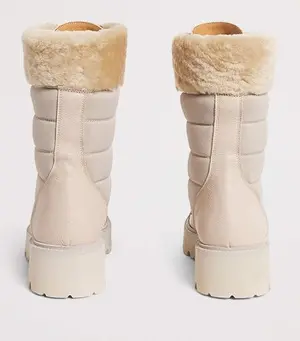 Eleventy Leather Shearling Trim Lace-up Boots