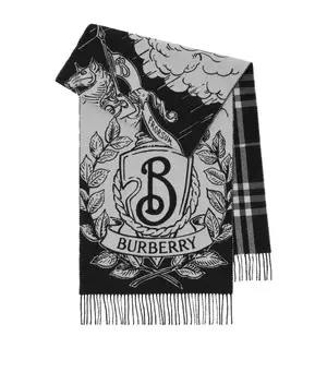 Burberry Cashmere Reversible Stormy Knight Scarf - Black