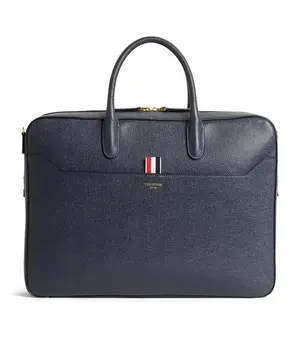 Thom Browne Leather Business Bag - Navy