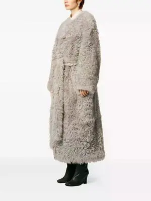 Ami Shearling Belted Coat