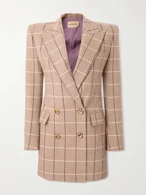 Valentino Garavani Double-breasted Checked Wool Blazer