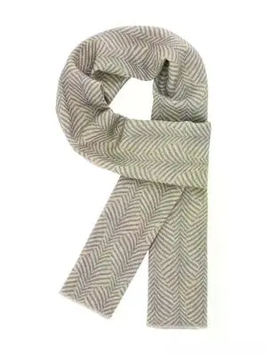 Boggi Milano Herringbone-print Wool Scarf - Grey