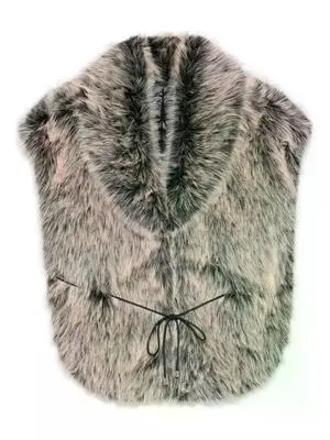 Patrizia Pepe Faux Fur Tie Scarf - Neutrals