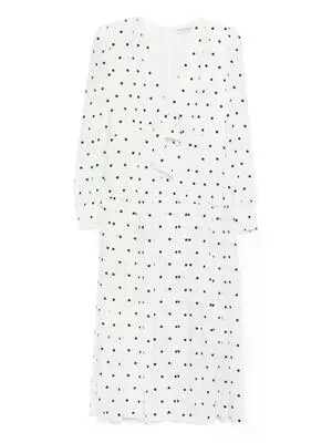 ALESSANDRA RICH Polka Dot Pleated Midi Dress