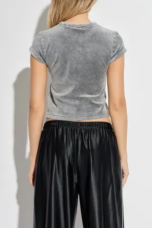 Alexander Wang Velvet Turtleneck Top With Logo