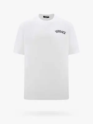 Versace Cotton Jersey Tshirt With Logo Embroidery