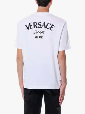 Versace Cotton Jersey Tshirt With Logo Embroidery