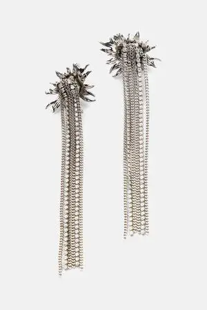 Alexander McQueen Sunflower Dangle Earrings - Silver