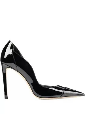JIMMY CHOO Brigitte 100 Patent Leather Pointed Toe Stiletto Pumps - Black