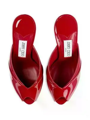 JIMMY CHOO Brigitte 100 Peep-toe Mules - Red