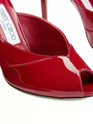 JIMMY CHOO Brigitte 100 Peep-toe Mules - Red