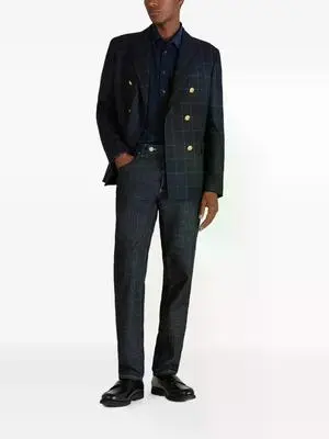 Incotex Double-breasted Checked Wool Jacket