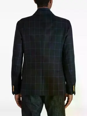 Incotex Double-breasted Checked Wool Jacket