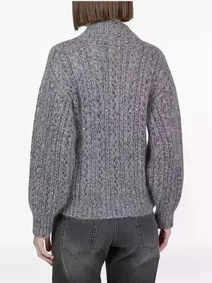 Eleventy Sequin Embellished Zip-up Cardigan